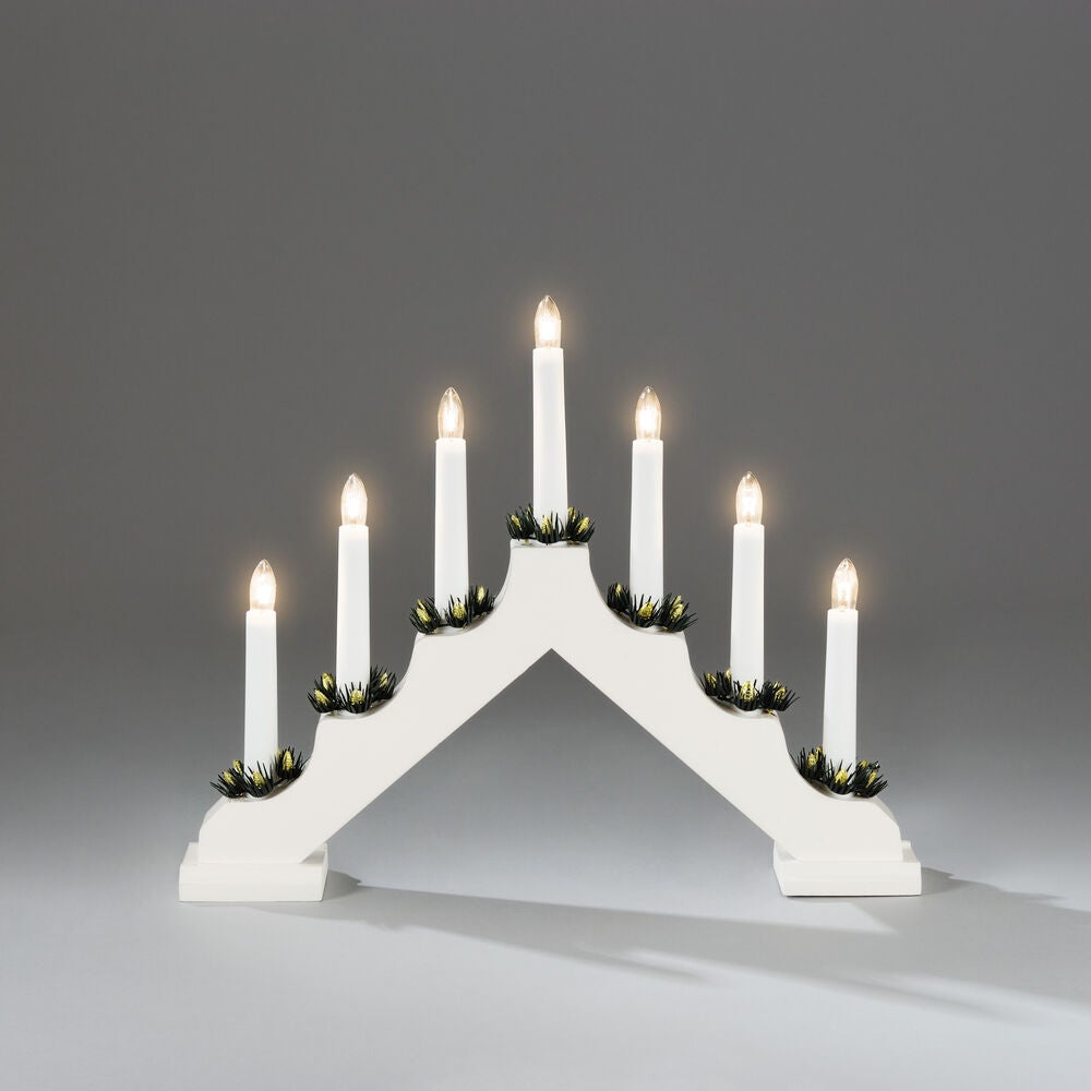 Candlestick wood white LED | Konstsmide